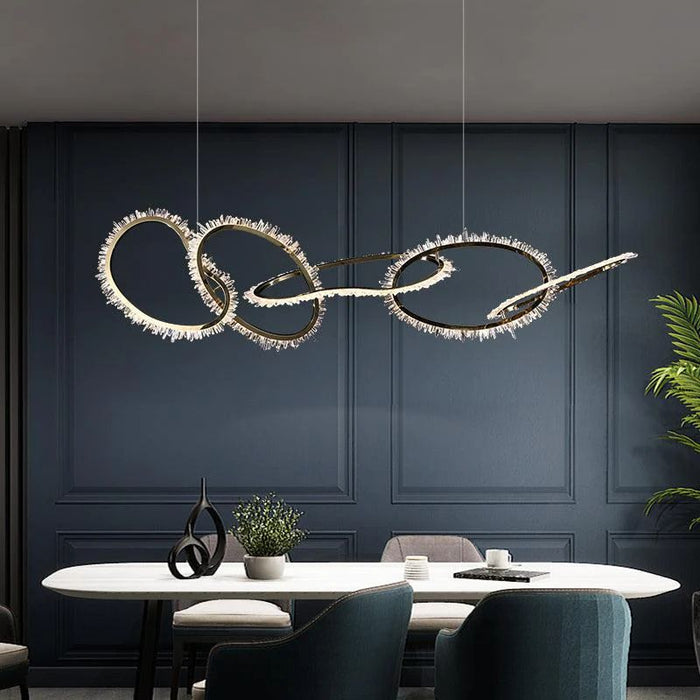 Rose Rock Crystal Chandelier Irregular Round Lamp Fixtures – Treklighting